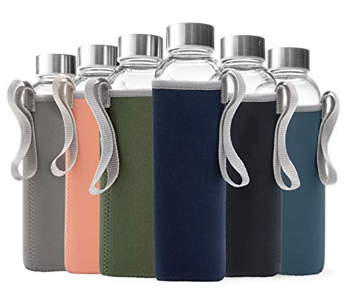 Epica 18-Oz. Glass Beverage Bottles, Set of 6 (Beverage Glasses + Sleeves)