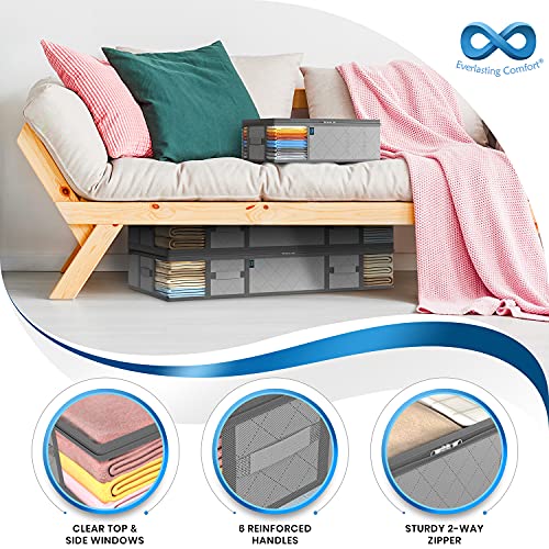 Everlasting Comfort Under Bed Storage Bags - Store 45% More With 172.5L of Bins - Collapse & Fold