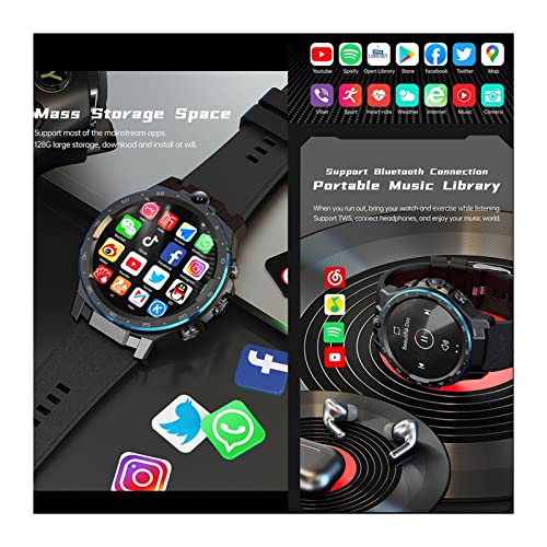JAITEA New 6GB +128GB Smartwatch 4G GPS WiFi Dual-Camera Sports Bluetooth Talking Smartwatch Dual System Music NFC Men