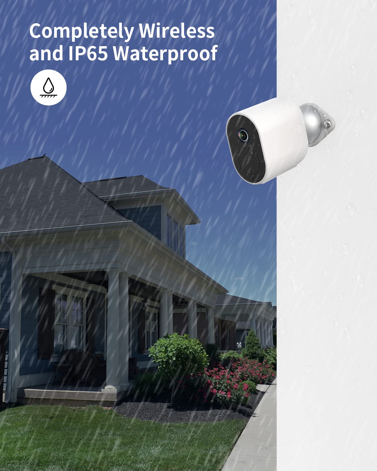 ZJX Wireless Camera System for Home Security, Outdoor Cam with Infrared Night Vision, Body Recognition, Motion Detection and IP65 Waterproof, white (BC-01)