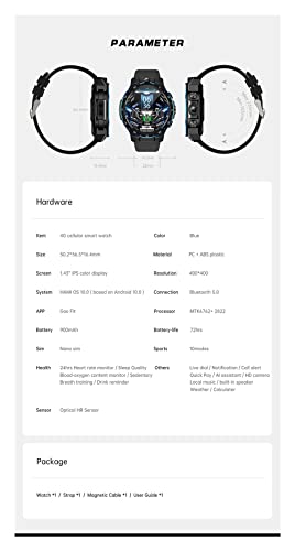JAITEA New 6GB +128GB Smartwatch 4G GPS WiFi Dual-Camera Sports Bluetooth Talking Smartwatch Dual System Music NFC Men