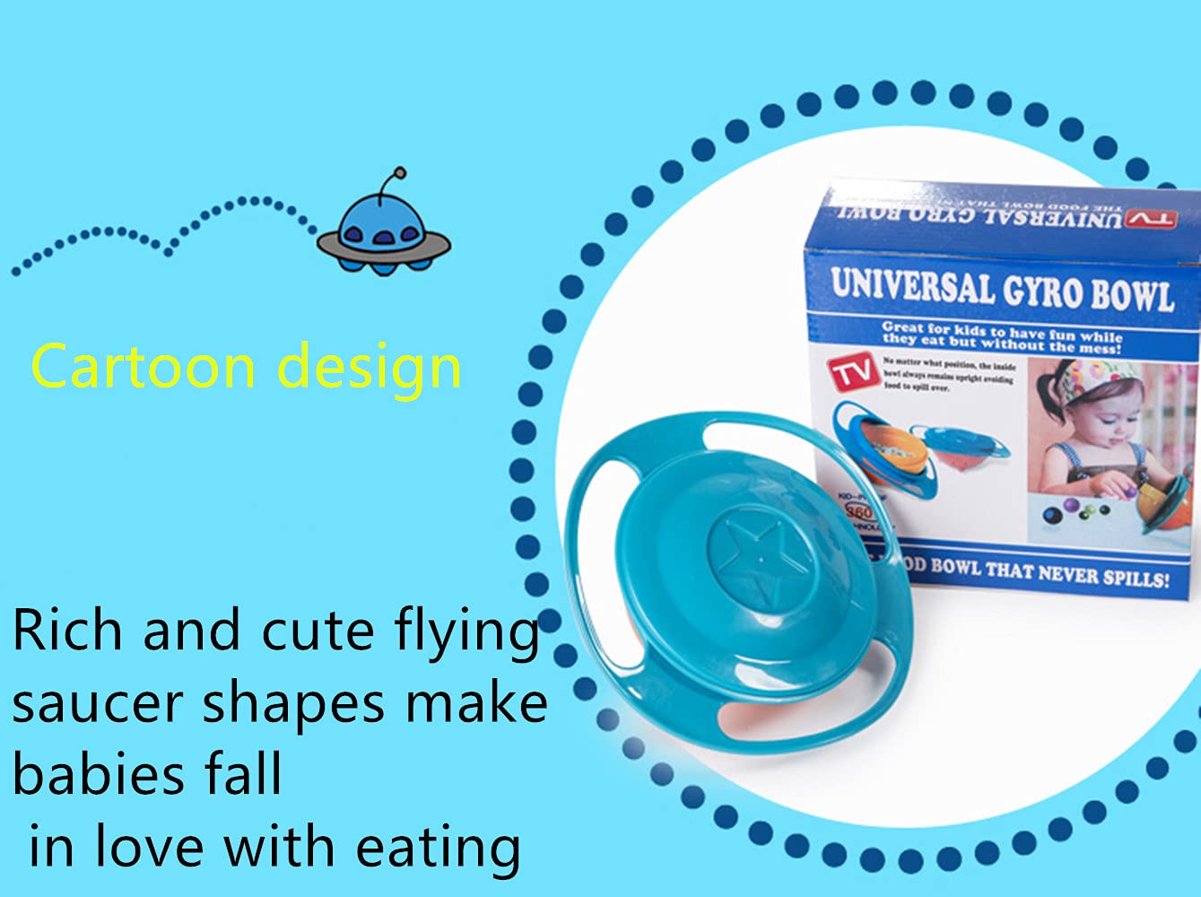 360 Spill Resistant Gyro Bowl with Lid…