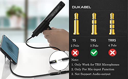 DUKABEL DC4 3.5mm TRS to TRRS Adapter Cable, Microphone Audio Adapter, TRS Female to TRRS Male Converter for Smartphone, PS4, Tablet, Laptop