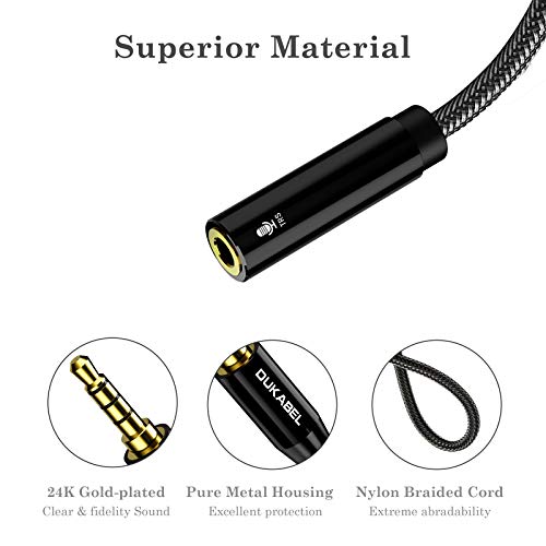 DUKABEL DC4 3.5mm TRS to TRRS Adapter Cable, Microphone Audio Adapter, TRS Female to TRRS Male Converter for Smartphone, PS4, Tablet, Laptop