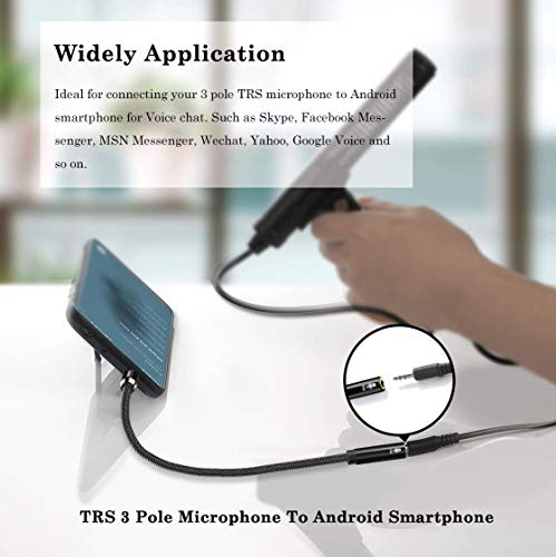 DUKABEL DC4 3.5mm TRS to TRRS Adapter Cable, Microphone Audio Adapter, TRS Female to TRRS Male Converter for Smartphone, PS4, Tablet, Laptop