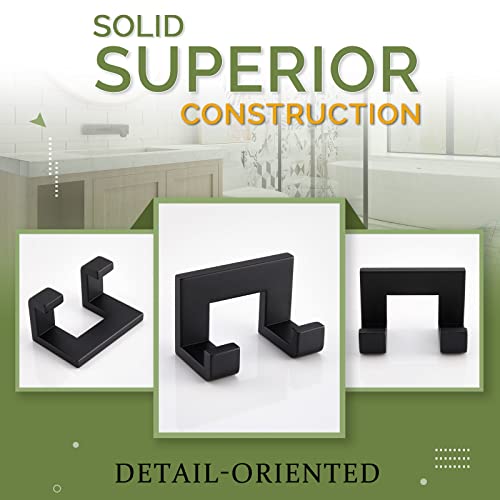 Angle Simple Double Towel Hook Matte Black, Stainless Steel Bath Towel Holder, Hand Towel Rack, Coat Clothes Purse Hanger, Bathroom Kitchen Double Hook for Wall