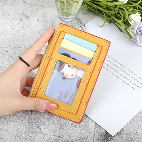 5pcs Women PU Leather Business Card Holders Short Mini Cute Thin Wallets Small Coin Purse Money Bag Cover Organizer Case (E)