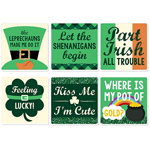 Big Dot of Happiness St. Patrick’s Day - Funny Saint Patty’s Day Party Decorations - Drink Coasters - Set of 6