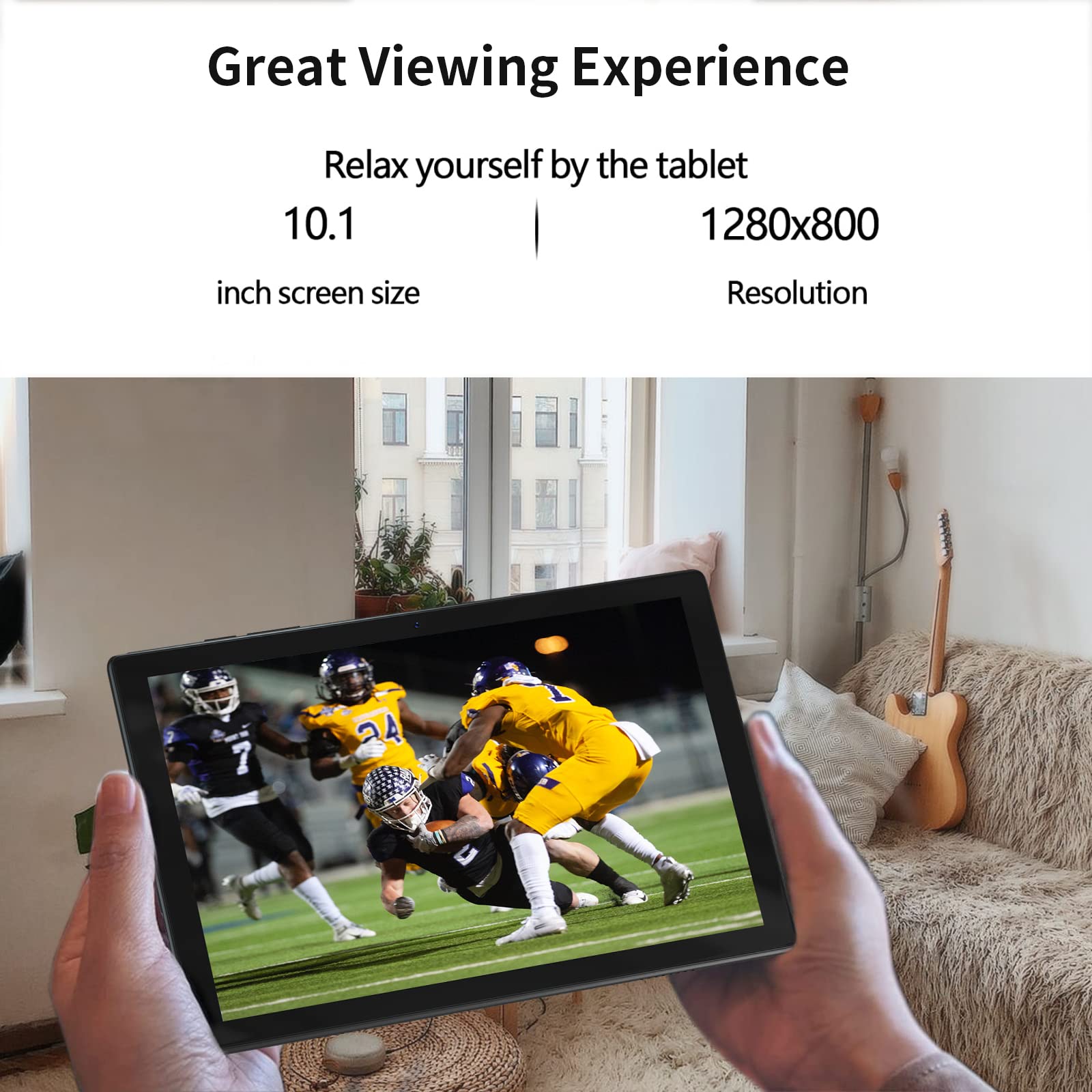 Tablet 10 Inch, Android 10.0 Tablets, Quad-Core 2GB RAM 32GB ROM, Expand Storage 128GB, 1280x800 IPS HD Touchscreen Display, 6000mAh Battery, Dual Cameras, WiFi Bluetooth Google Gaming Tablets(Black)