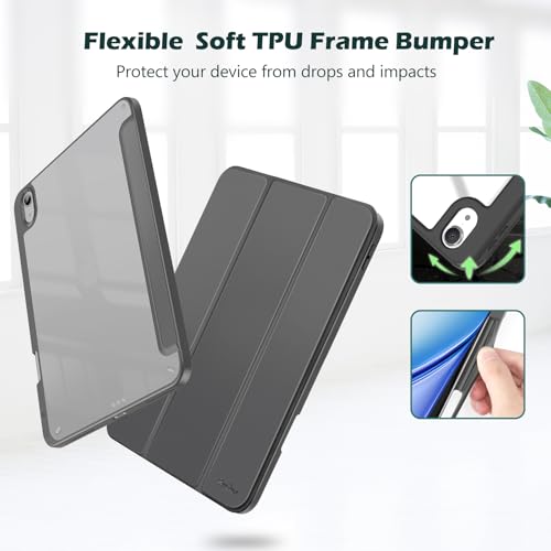 ProCase Case for iPad Air 4 Generation 10.9 Inch 2020, TPU Shockproof Border and Translucent PC Frosted Back Case Cover Protective Case with Pen Holder - Black, PC-08363119