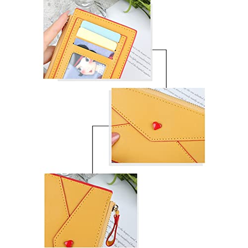 5pcs Women PU Leather Business Card Holders Short Mini Cute Thin Wallets Small Coin Purse Money Bag Cover Organizer Case (E)