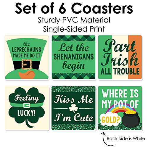 Big Dot of Happiness St. Patrick’s Day - Funny Saint Patty’s Day Party Decorations - Drink Coasters - Set of 6