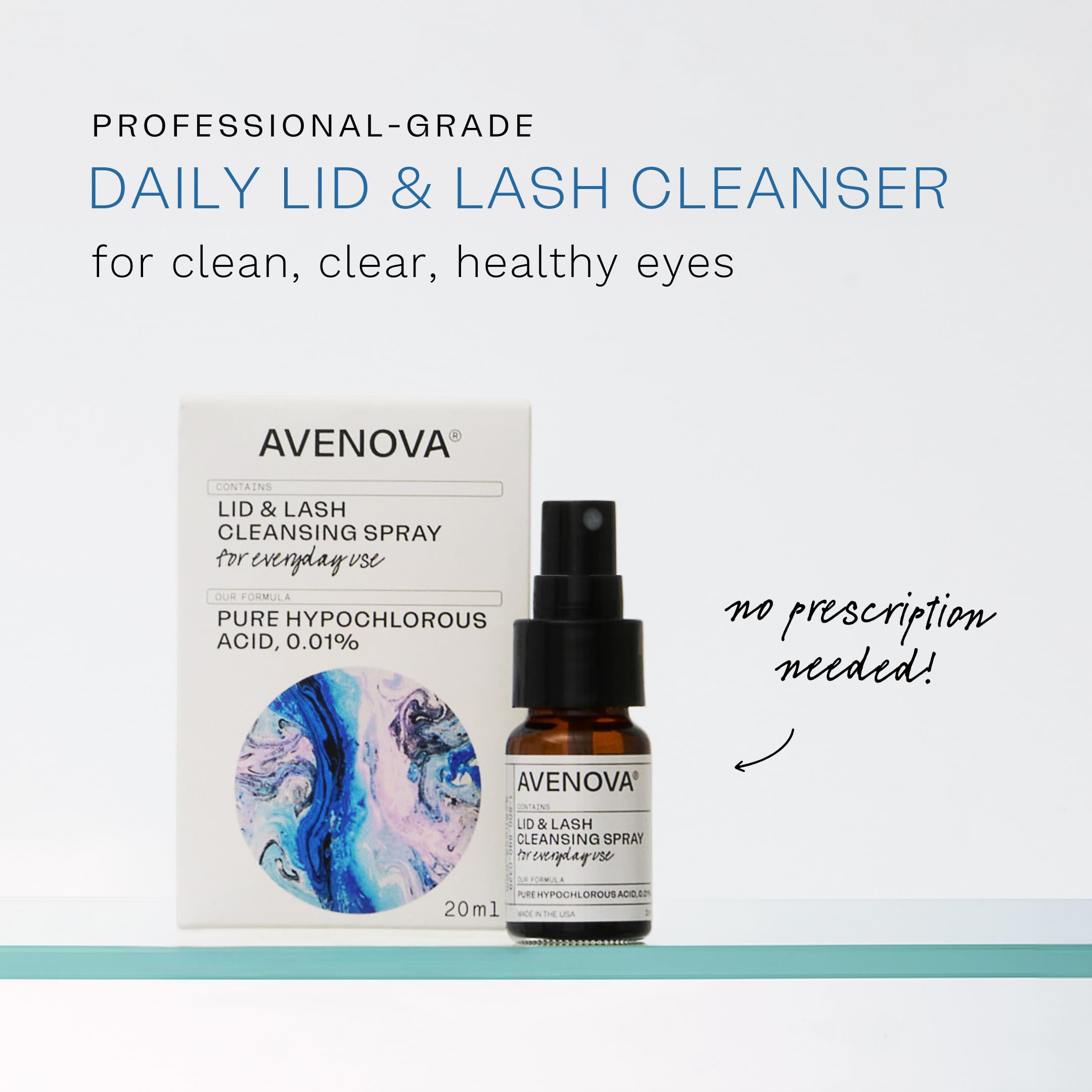 Avenova Eyelid and Eyelash Cleanser Spray 3 Pack – Gentle Everyday Hypochlorous Acid Lid and Lash Cleansing Spray For Clearer and Healthier Eyes, 60mL (2.04oz)