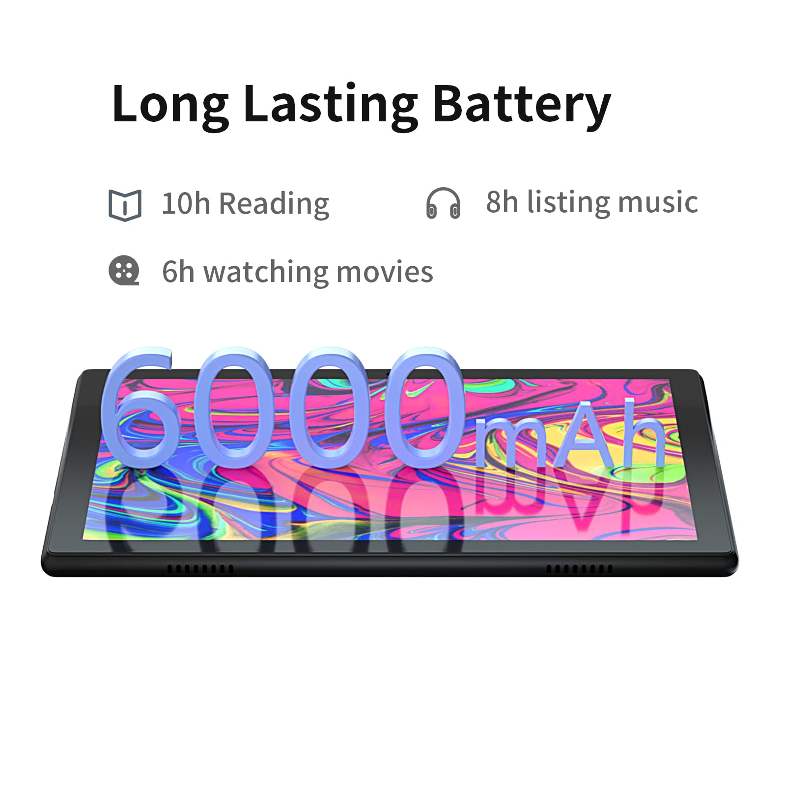 Tablet 10 Inch, Android 10.0 Tablets, Quad-Core 2GB RAM 32GB ROM, Expand Storage 128GB, 1280x800 IPS HD Touchscreen Display, 6000mAh Battery, Dual Cameras, WiFi Bluetooth Google Gaming Tablets(Black)