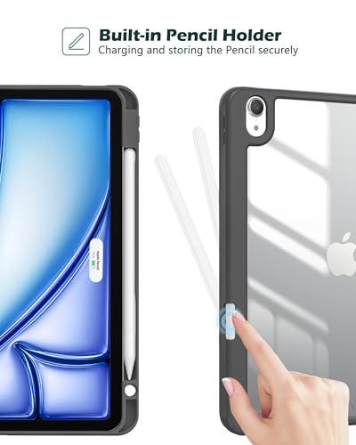 ProCase Case for iPad Air 4 Generation 10.9 Inch 2020, TPU Shockproof Border and Translucent PC Frosted Back Case Cover Protective Case with Pen Holder - Black, PC-08363119