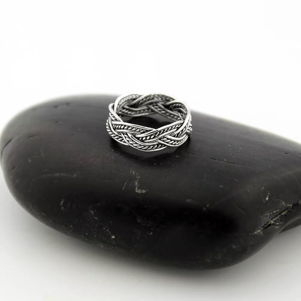 Sterling Silver 925 Celtic knot Tribal Ring, Celtic Knot Twisted Vintage Style Ring, Simple Women Everyday Jewelry, Plain Braided Ring For Women (11)