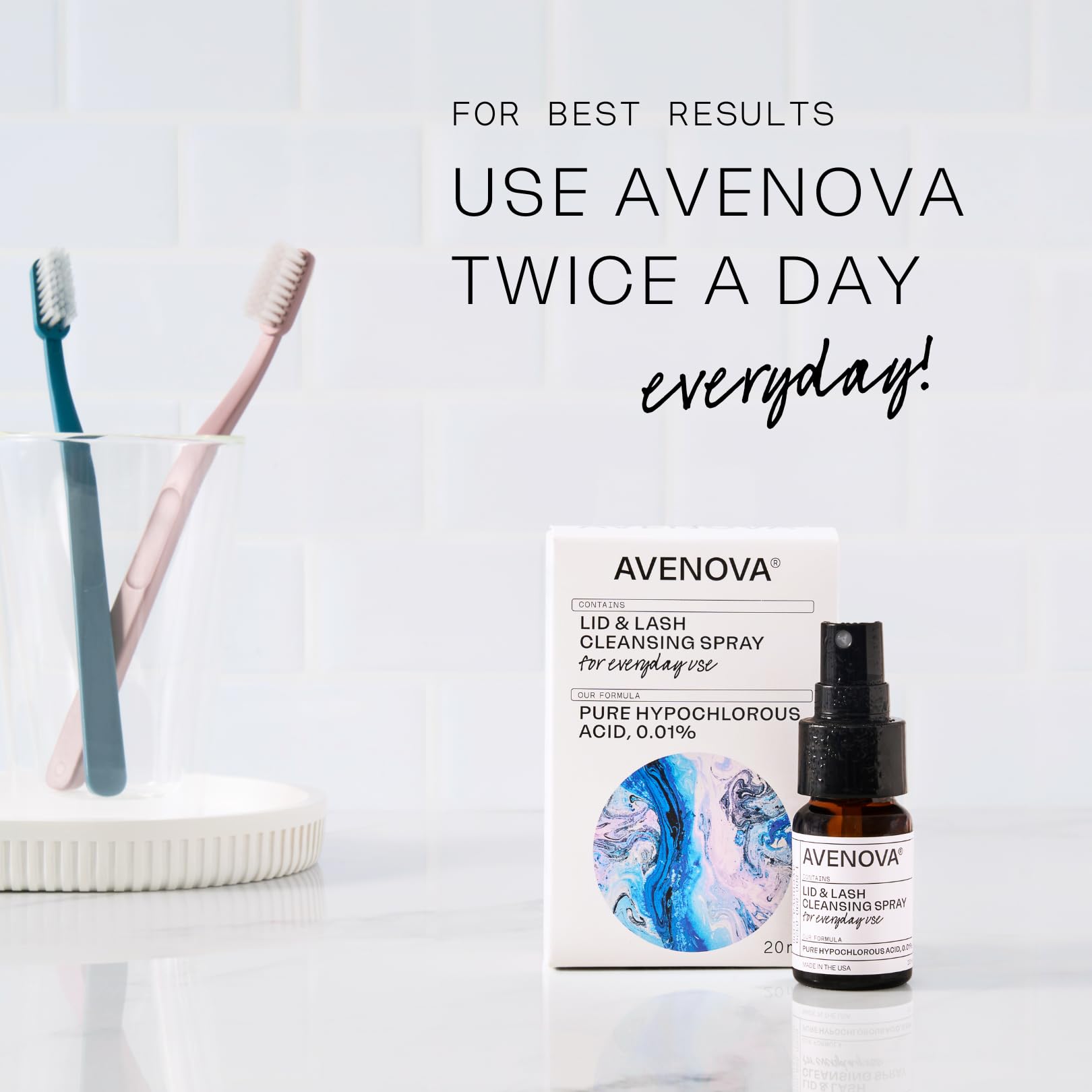 Avenova Eyelid and Eyelash Cleanser Spray 3 Pack – Gentle Everyday Hypochlorous Acid Lid and Lash Cleansing Spray For Clearer and Healthier Eyes, 60mL (2.04oz)