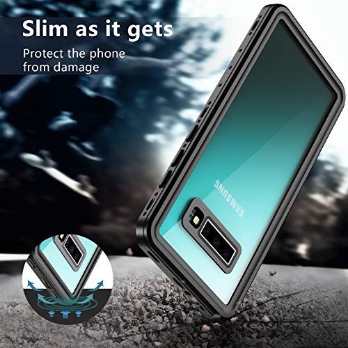 SPIDERCASE for Samsung Galaxy S10 Waterproof Case, Built-in Screen Protector Fingerprint Unlock with Film, Shockproof Full Body Cover Waterproof Case for Samsung Galaxy S10 6.1β, Black/Clear