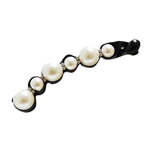 Pearl Hairband Pin Hair Comb Women Barrette Clip Diamond Accessory Hairpin Accessory Head Band Hair (Black-E, One Size)