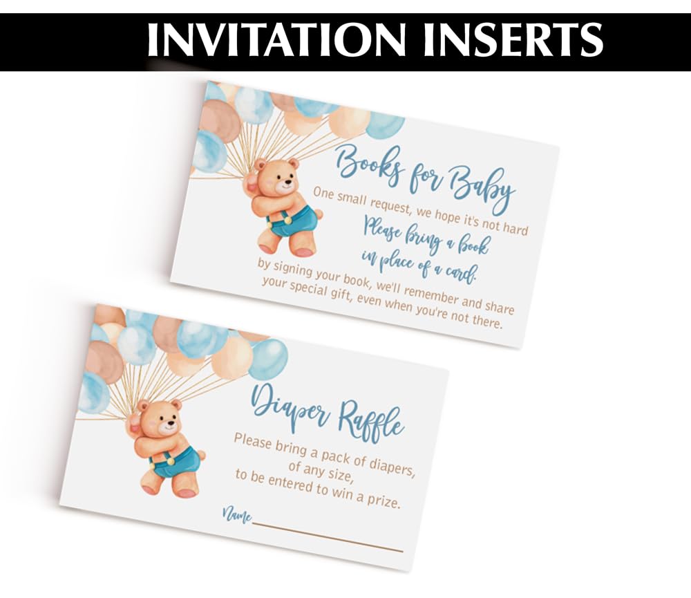 All Ewired Up Baby Shower Invitation Set - 25 Large Size Cards with Envelopes, Diaper Raffle Tickets, Book Request Cards, We Can Bearly Wait Design, Uncoated Card Stock, 5x7 Inches