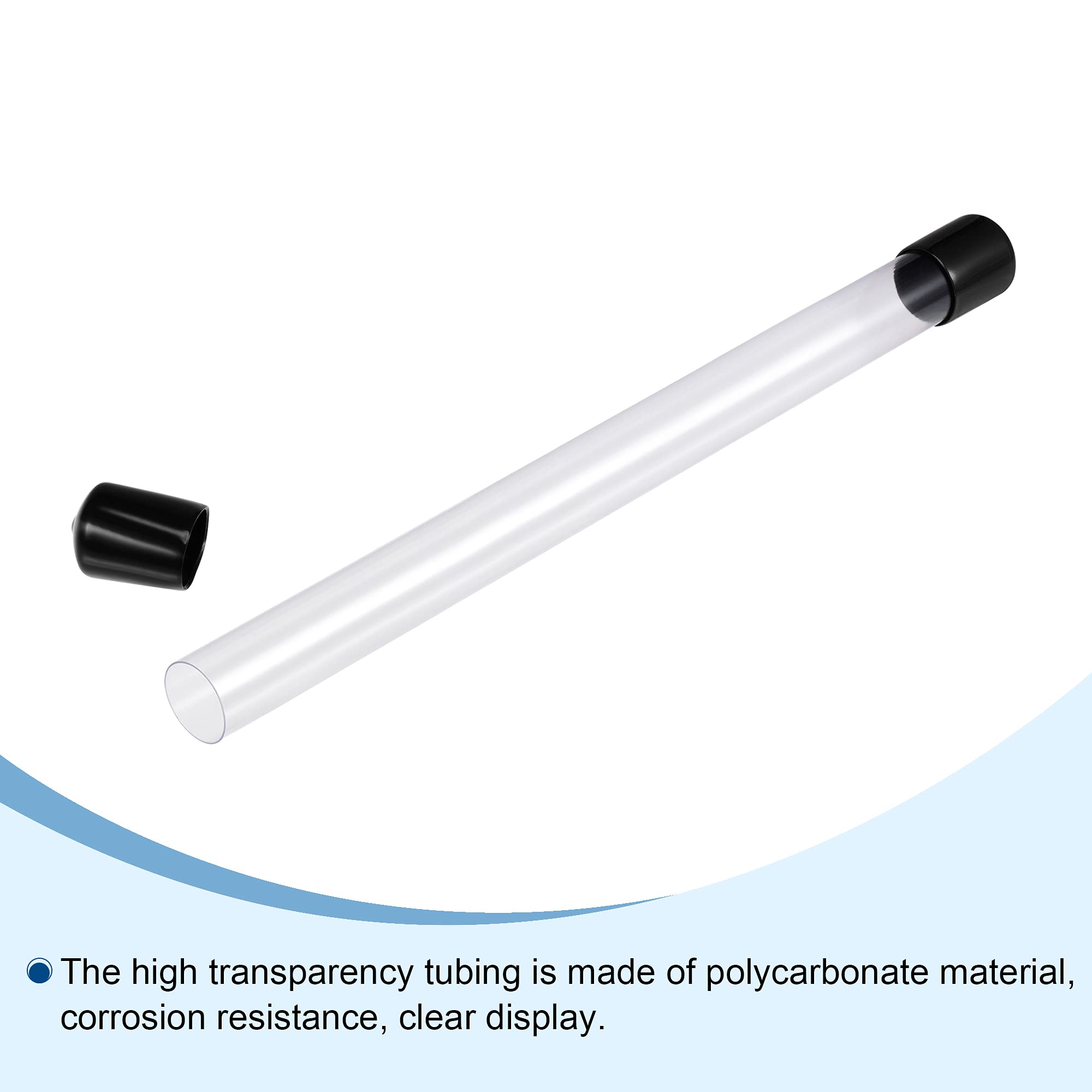 MECCANIXITY Clear Storage Tube 23x25mm Small Plastic Round Tubing with Caps Rigid Bottle Container 300mm/12 Inch for Item Stored