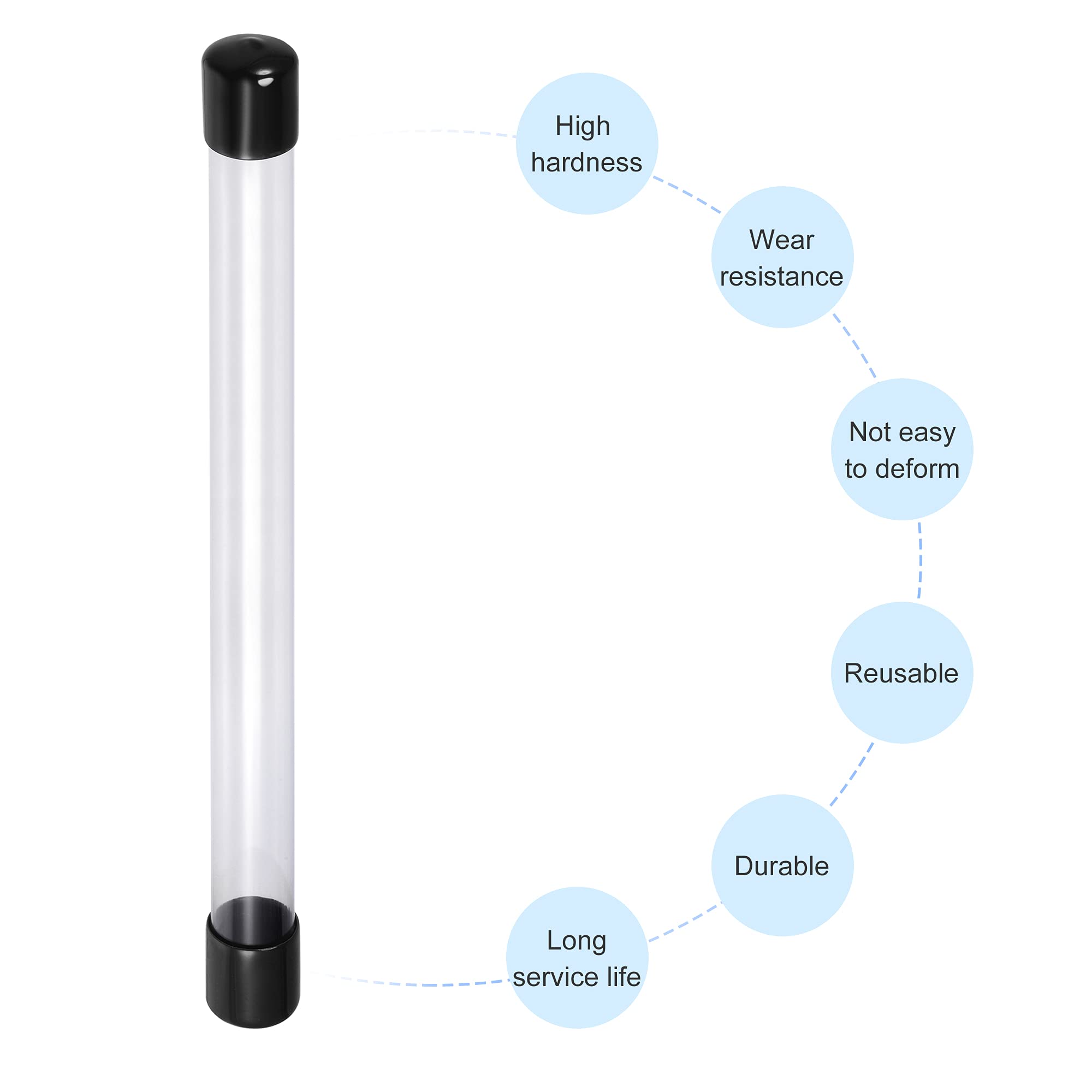 MECCANIXITY Clear Storage Tube 23x25mm Small Plastic Round Tubing with Caps Rigid Bottle Container 300mm/12 Inch for Item Stored