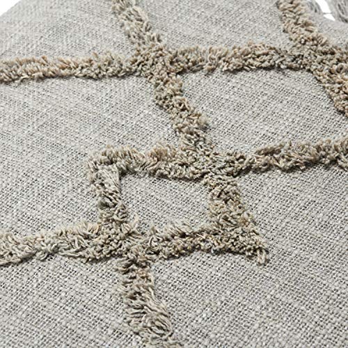Creative Co-Op Cotton Blend Tufted Pattern & Tassels, Grey Pillow