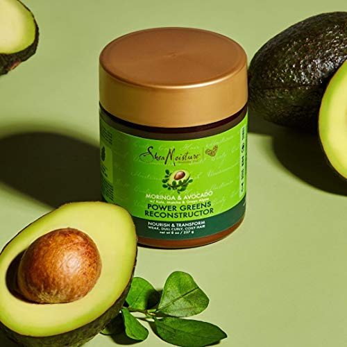 SheaMoisture Power Greens Curly Hair Moringa And Avocado Shampoo, Conditioner And Reconstructor Dry Hair Moringa Avocado to moisturize