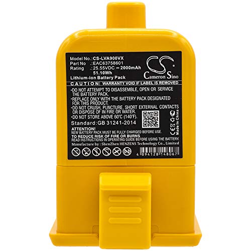 Replacement Battery for LG EAC63758601 EAC63382201 EAC63382202 MEV65921201 EAC63382204 Cord Zero A9 Cord Zer 2000mAho A9+ Cord Zero A9 Plus A9MASTER2X A9M