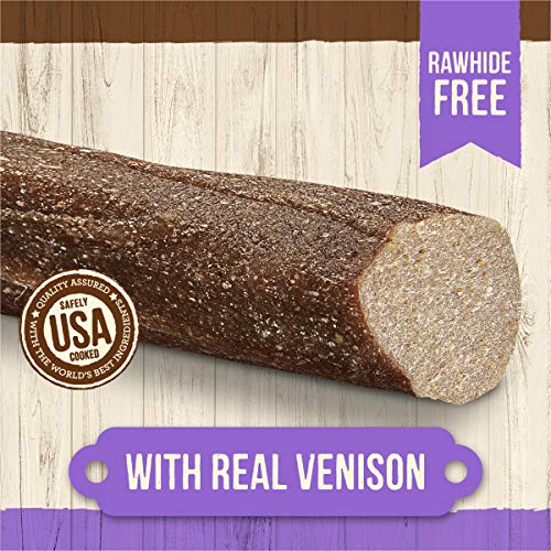 Merrick Natural Cuts Rawhide Free Dog Treats Filled Chew Made with Real Meat and Whole Foods, Venison, 0.71 pounds