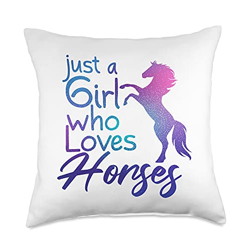Cute Horses & Horse & Horses Store Just A Girl Who Loves Cute Horse Throw Pillow, 18x18, Multicolor