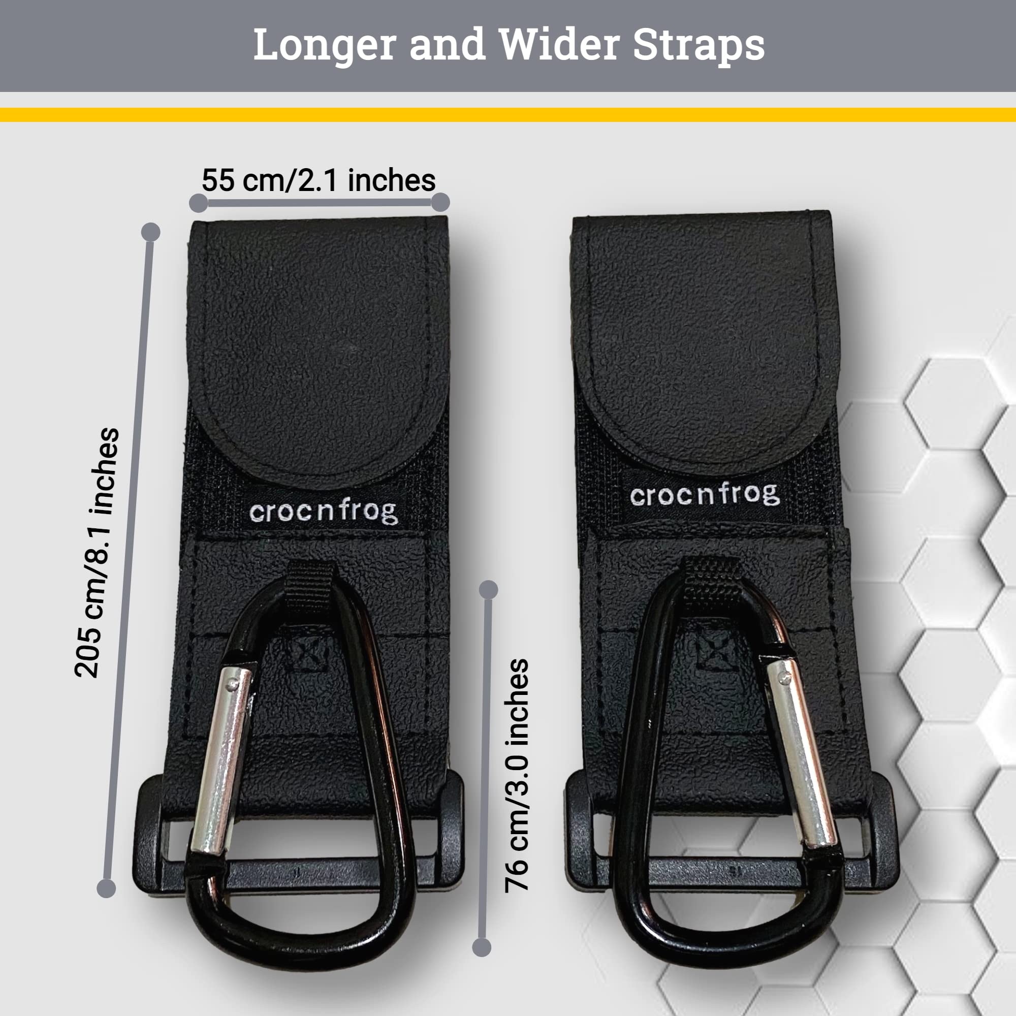 Stroller Hook - Faux Leather Style Stroller Hooks for Hanging Purse, Diaper Bags | Strong and Large Stroller Clips - Perfect Stroller Organizer for Baby Shower Favors or Gifts - Pack of 2