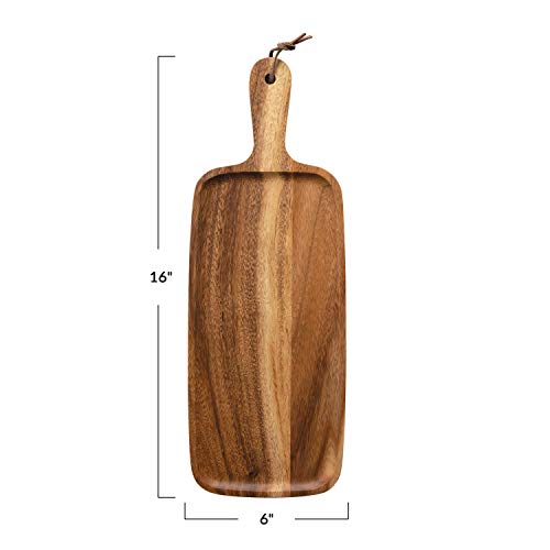 Bloomingville Suar Wood Serving Handle Cutting Board, 16", Natural