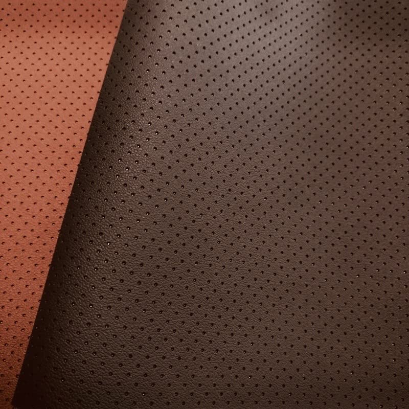 FABRICS FOREVER - Faux Leather Semi Perforated Tobacco Cinnamon Upholstery Fabric by the Yard - 54ββ Wide | Semi Perforated Tobacco Vinyl Fabric Material Faux Leather Sheets for DIY, Upholstery Crafts