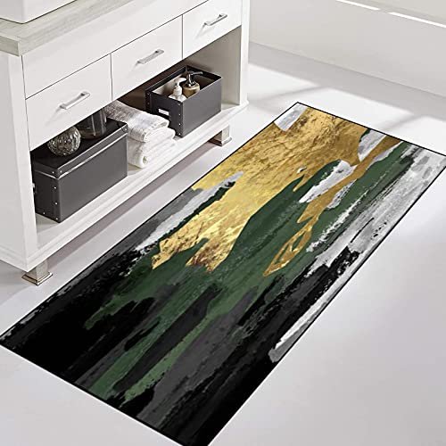 Modern Abstract Rug Light Luxury Carpet Emerald Green Gold Gray Area Rug Easy to Clean Stain Fade Resistant Living Dining Room Rugs,160 * 230CM