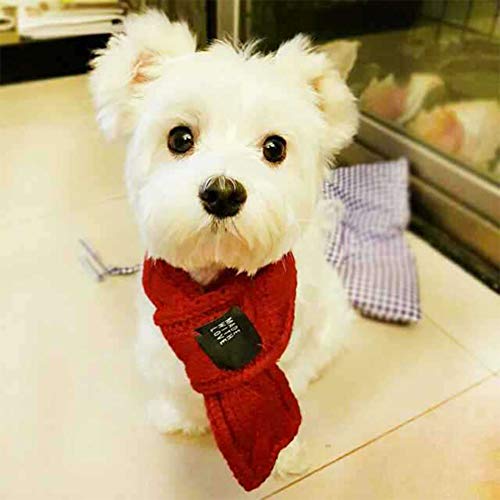 NACOCO Dog Red Christmas Knitted Scarf Cat Warm Bandana Winter Holiday Pet Accessories Cat New Year Scarf(S)