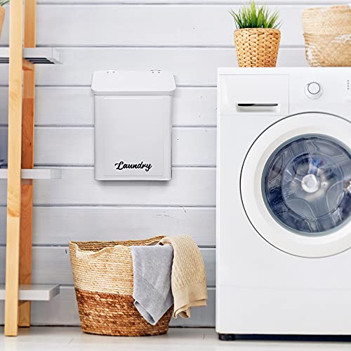 Magnetic Lint Bin for Laundry Room in White β Metal Laundry Room Decor and Accessories Washer Dryer Sheet Container or Detergent Dispenser with Laundry Labels for Space Saving Laundry Organization