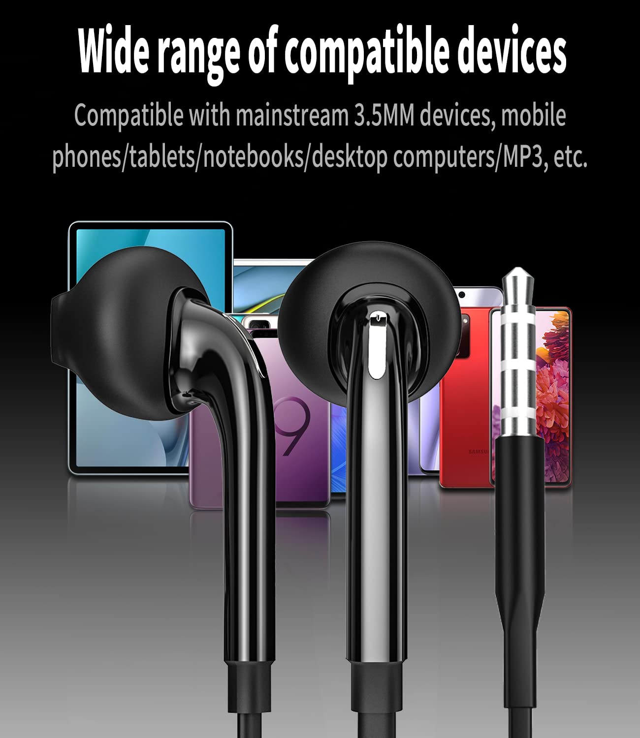 WASRUYI 3.5mm Headphone with Microphone Jack Earbud(2pack) Gaming Laptop Earphone Video Game Ear for Kid for School Computer Wired Headset PC Chromebook Auriculare Compatible for Galaxy