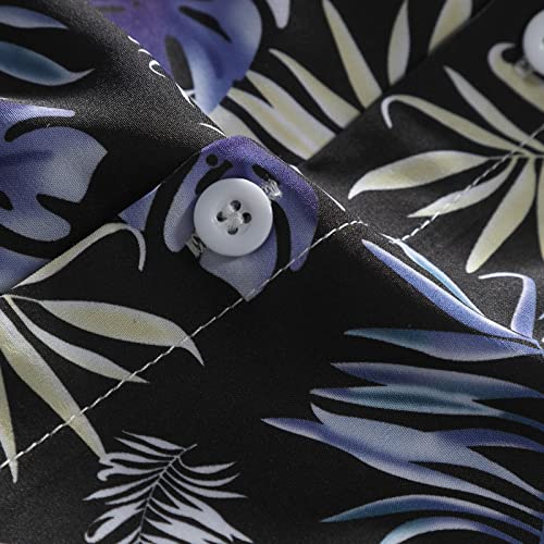 DUOWEI Men's Fashion Casual Sports Loose Hawaiian Short Sleeve Shirt Navy