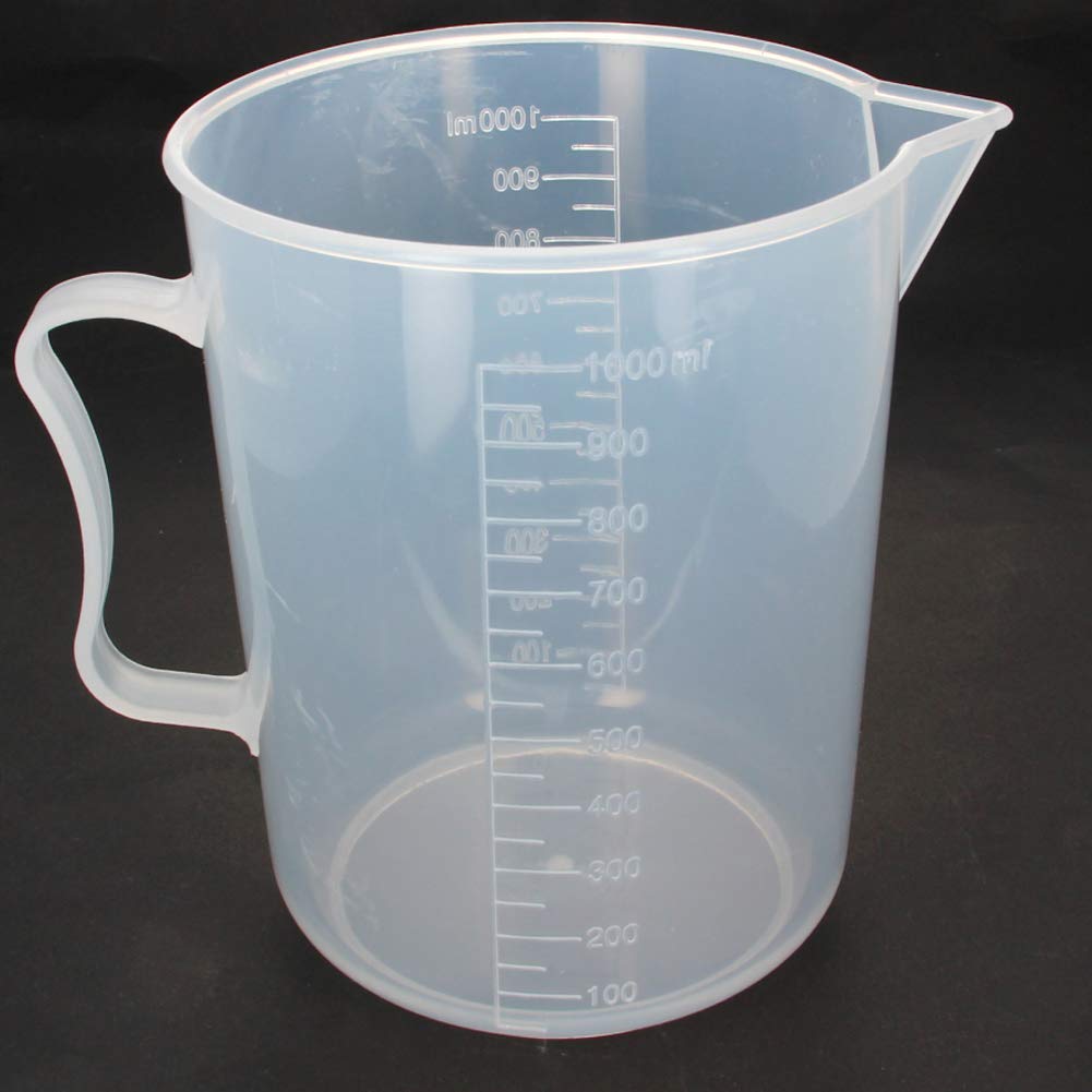 Fielect 1 Liter Plastic Graduated Measuring and Mixing Liquid Beaker Measuring Pour Cup Plastic Graduated Measuring and Mixing for Pouring Cup, 5Pcs