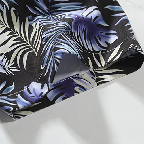 DUOWEI Men's Fashion Casual Sports Loose Hawaiian Short Sleeve Shirt Navy