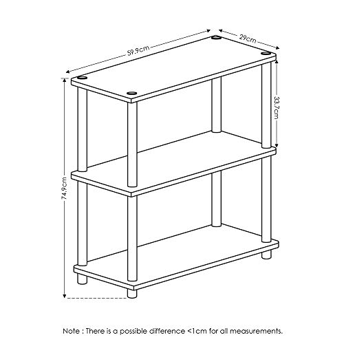 Furinno Turn-N-Tube 5-Tier Multipurpose Shelf/Display Rack/Storage Shelf/Bookshelf, Round Tubes, Beech/White & Turn-N-Tube Display Rack, 3-Tier Single, Beech