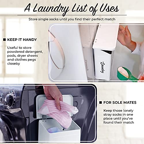 Magnetic Lint Bin for Laundry Room in White β Metal Laundry Room Decor and Accessories Washer Dryer Sheet Container or Detergent Dispenser with Laundry Labels for Space Saving Laundry Organization