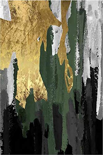 Modern Abstract Rug Light Luxury Carpet Emerald Green Gold Gray Area Rug Easy to Clean Stain Fade Resistant Living Dining Room Rugs,160 * 230CM