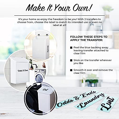 Magnetic Lint Bin for Laundry Room in White β Metal Laundry Room Decor and Accessories Washer Dryer Sheet Container or Detergent Dispenser with Laundry Labels for Space Saving Laundry Organization