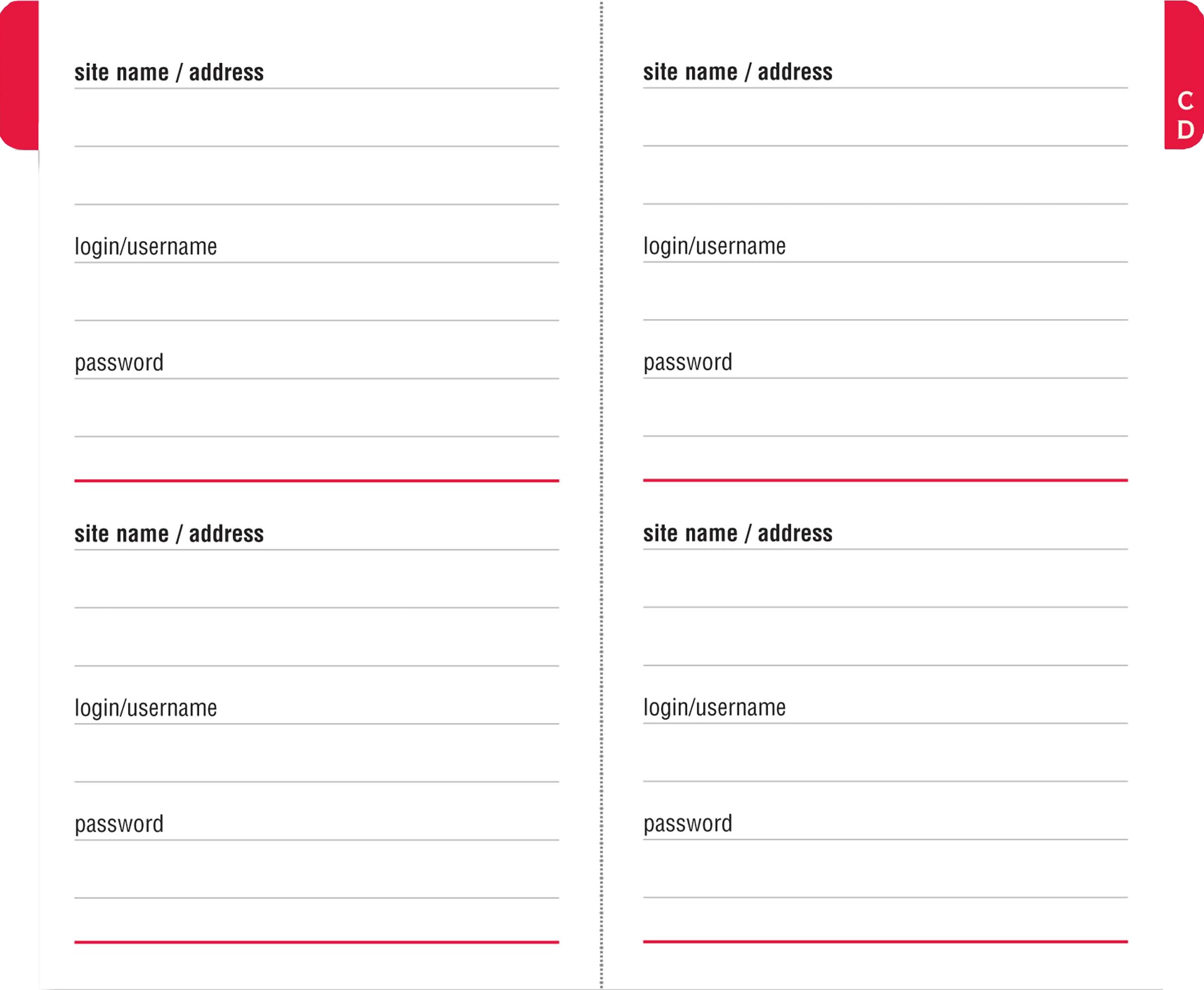 Pocket-Sized Internet Address & Password Logbook (removable cover band for security)