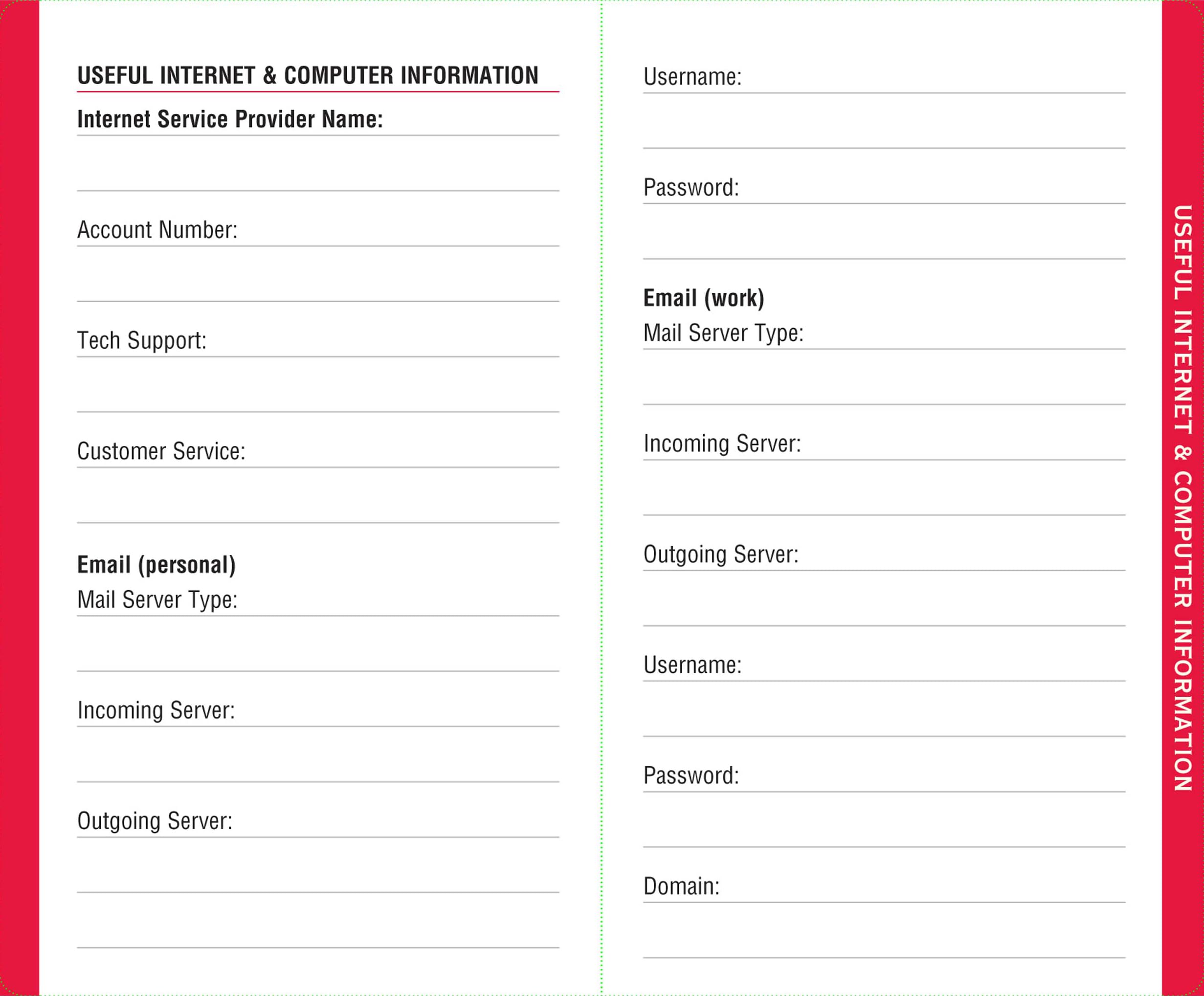 Pocket-Sized Internet Address & Password Logbook (removable cover band for security)
