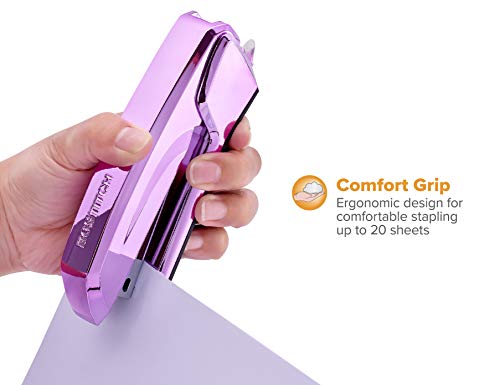 Bostitch Office Ascend 3 in 1 Stapler, Integrated Remover, 420 Staples Included, 20 Sheet Capacity, Lightweight, Full Strip, Metallic Purple