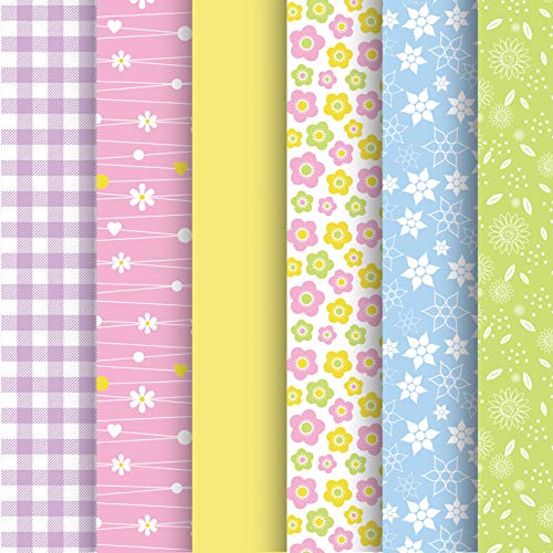 Whaline Spring Tissue Paper 90 Sheet Colorful Gift Wrapping Paper 6 Designs Flower Patterned Tissue Paper for DIY Art Craft Easter Birthday Wedding Gift Packing Party Bags Decoration, 13.8 x 19.7"