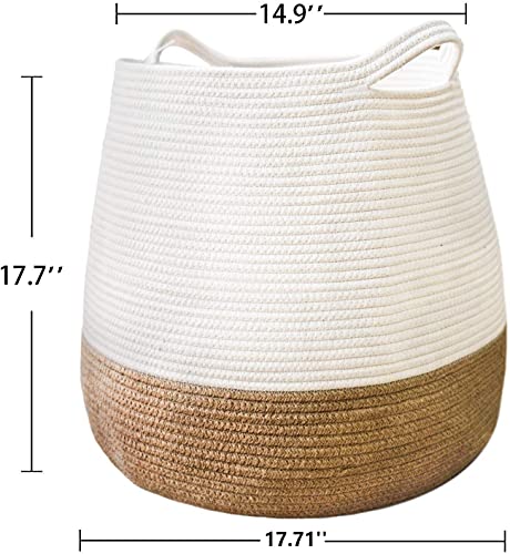 Goodpick Boho Woven Storage Basket Rope Laundry Basket with Handles (Set of 2)